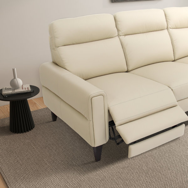 Corrigan Studio® Rahim 78.7" Wide Mid Century Modern Leather Incliner Sofa with Adjustable ...